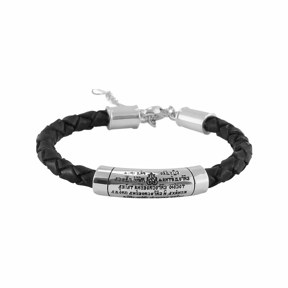 Браслет, серебро, 925 проба, чернение, кожа