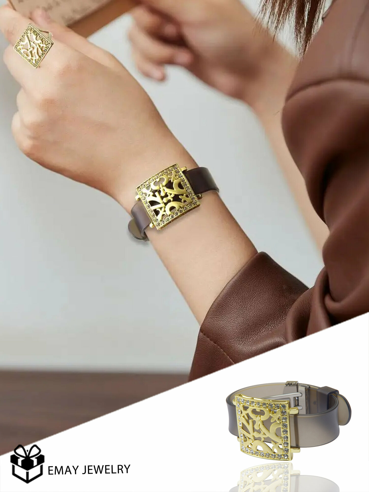 Браслет Emay, искусственный камень, циркон