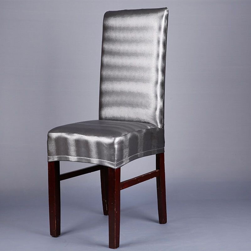 Чехол на мягкий и эластичный кожаный стул для роскошного обеда серебристый