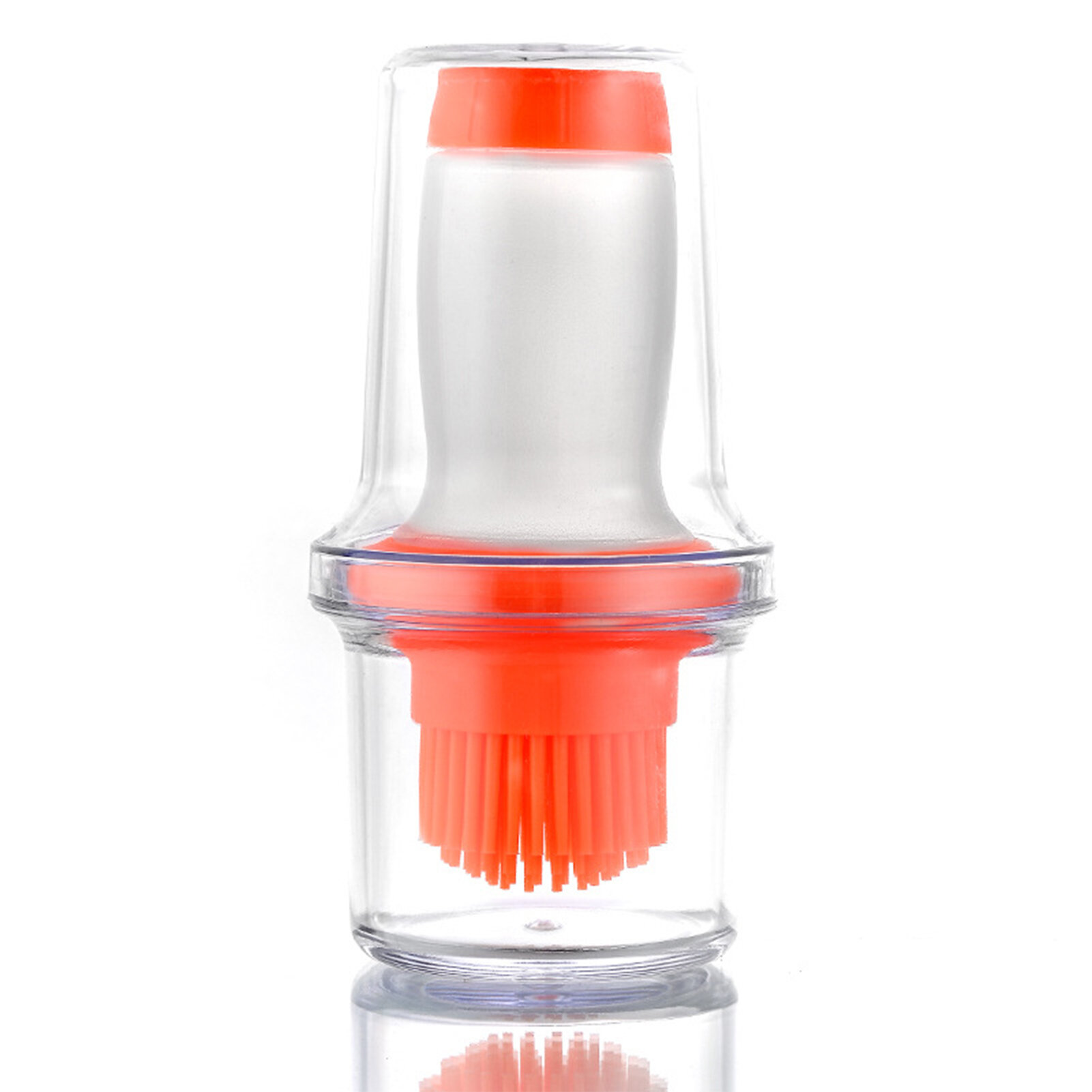 Oil Brush Bottle из силикона с контейнером для сжатия, высокотемпературная, для выпечки, готовки, барбекю, гриля, кухня, цвета: белый, оранжевый, розовый, материал: силикон + ПП, размер: 13*6см, вес: 100г, количество: 1 шт.