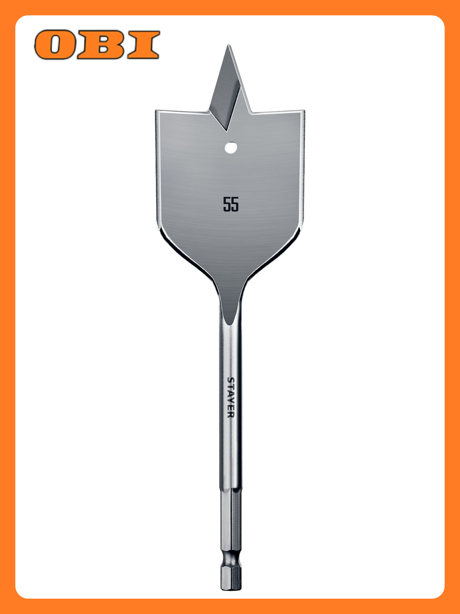 Сверло STAYER, перьевое, сталь 45, шестигранный хвостовик, 55x152мм