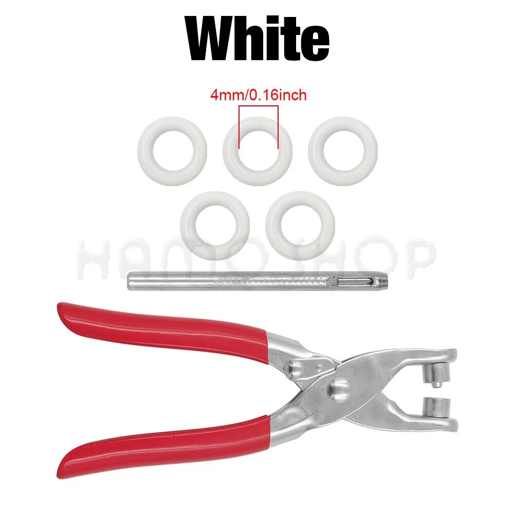 Набор люверсов 200 шт, металлический, золотистый Белый, White