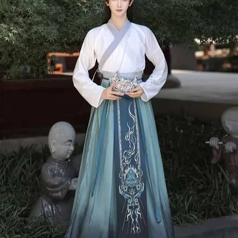 Мужской розовый черный ханьфу L, Gray 2pcs set