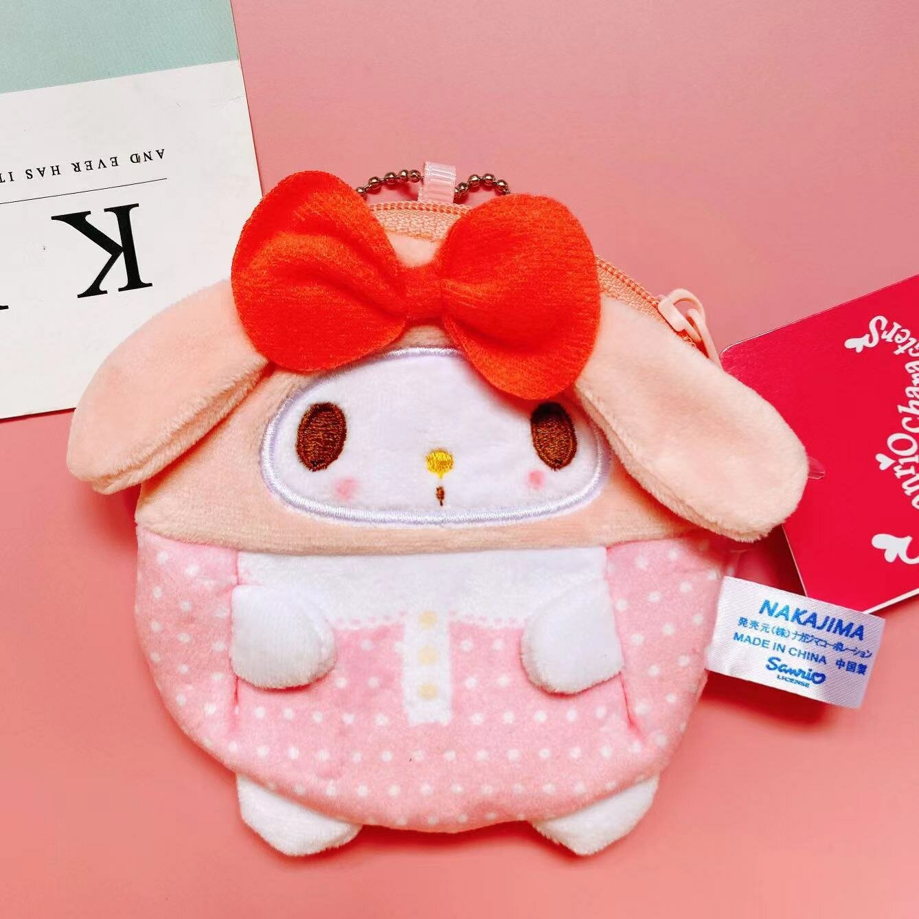 Мягкий плюшевый кошелек для монет с мультяшным рисунком для женщин, миниатюрный тканевый кошелек с подвеской, в корейском стиле, симпатичный мешочек для хранения ключей и наушников.