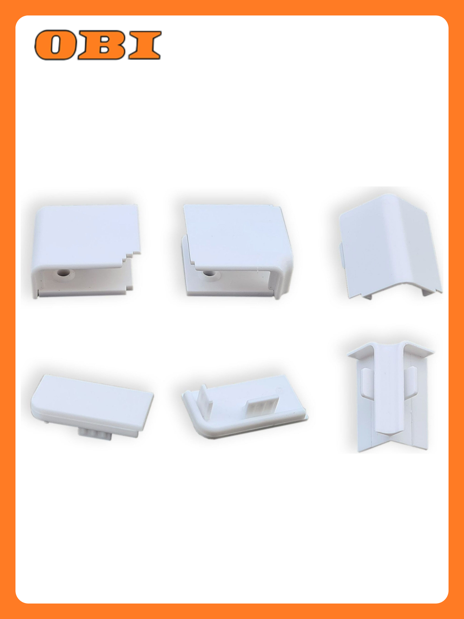 Комплект заглушек для плинтуса, пластик, матовый, белый, 6 шт.