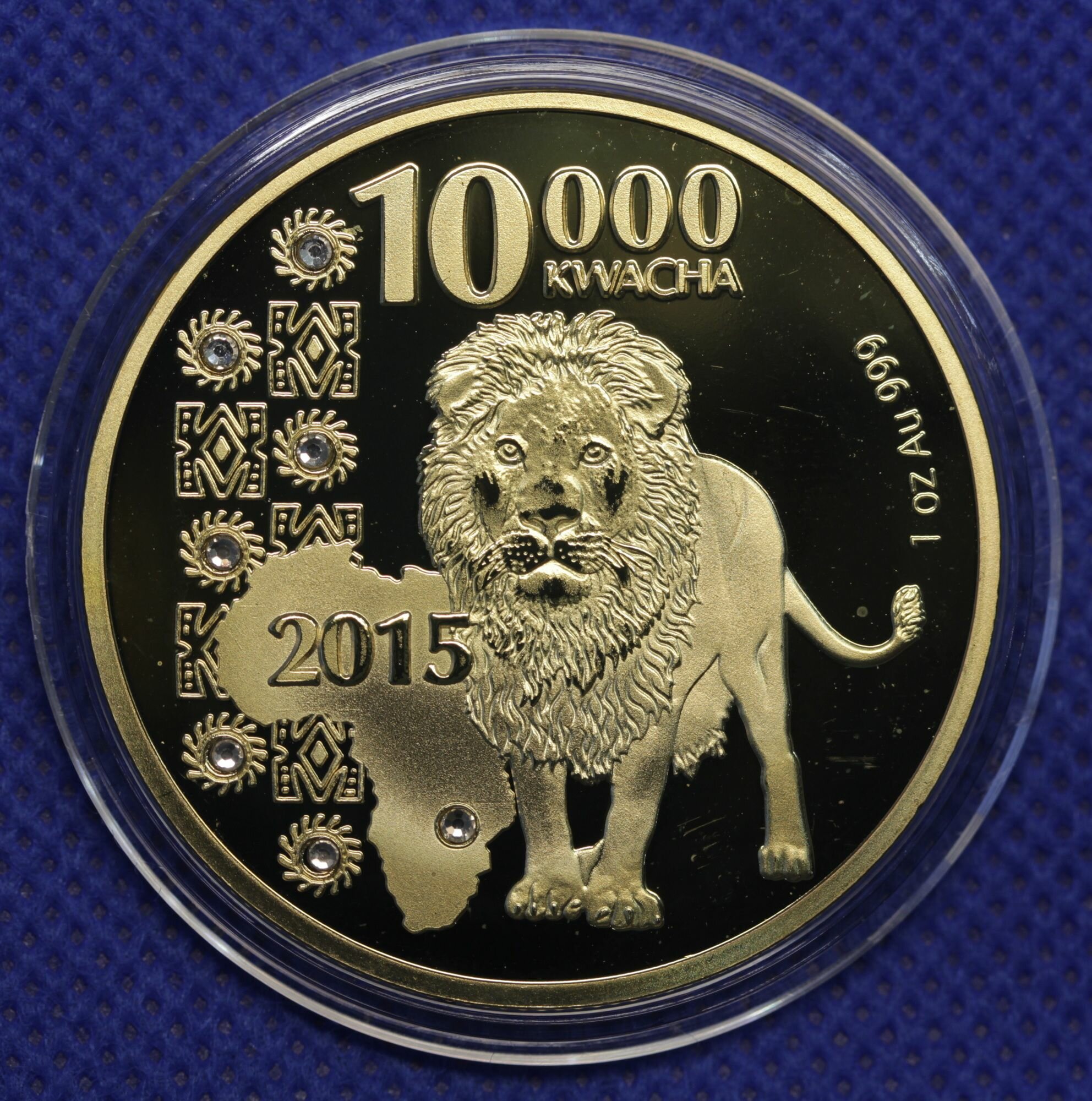 Монета 2015 года Лев Замбия Животные Африки. Копия монеты