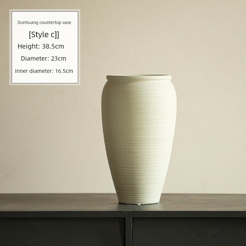 Напольная керамическая ваза в японском стиле, большая ваза для гостиной, простое украшение, стиль ваби-саби, белая