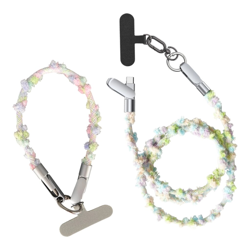 2 кабеля для зарядки мобильного телефона с плетеными цветами typec to typec мощностью 60 Вт-зеленый