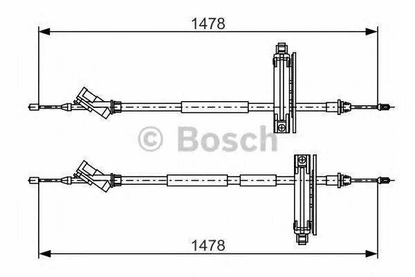 Трос ручного тормоза BOSCH 1987477932 Ford Focus 1.4, 1.6, 1.8, 1.8D, 2.0 98-04