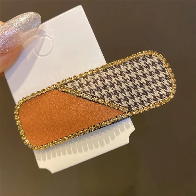 ENRMIIV бархатно-кожаный геометрический зажим для волос Pop Houndstooth 2