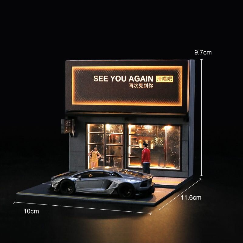 Реальный 1:64 миниатюрный Макдональдс, круглосуточный магазин 711, модель сцены здания супермаркета, уличная сцена на автостоянке