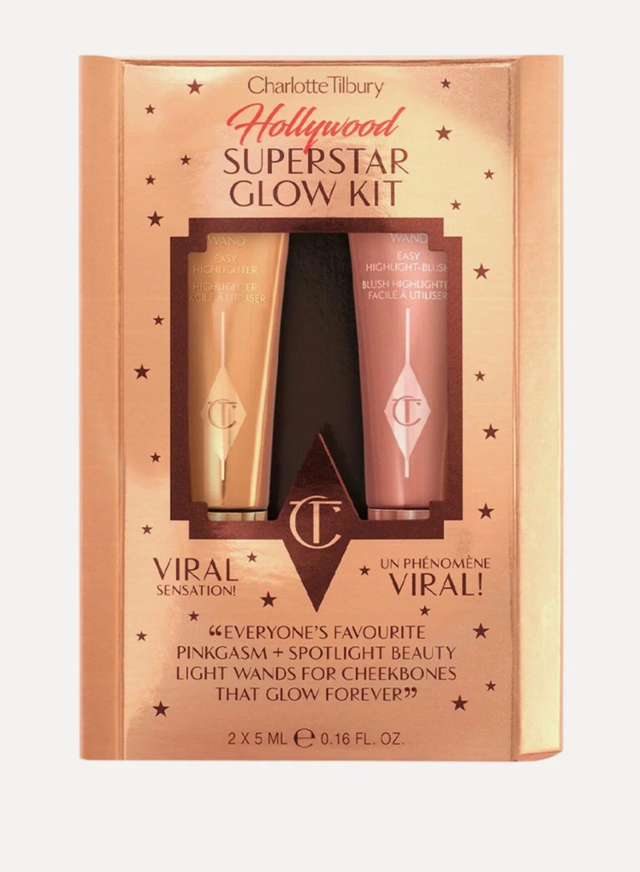 Charlotte Tilbury набор хайлайтеров Hollywood Superstar Glow Kit - оттенки Spotlight и Pinkgasm