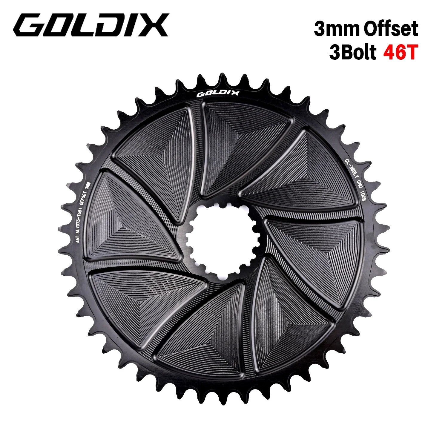 GOLDIX Звездочка для велосипеда 3 мм смещение 3Bolt 46T