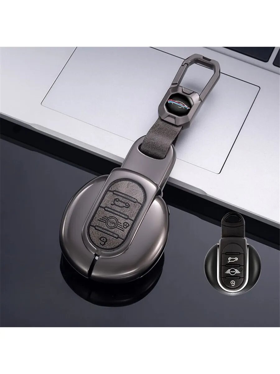 Чехол-брелок из сплава для ключа BMW Mini Cooper, черный