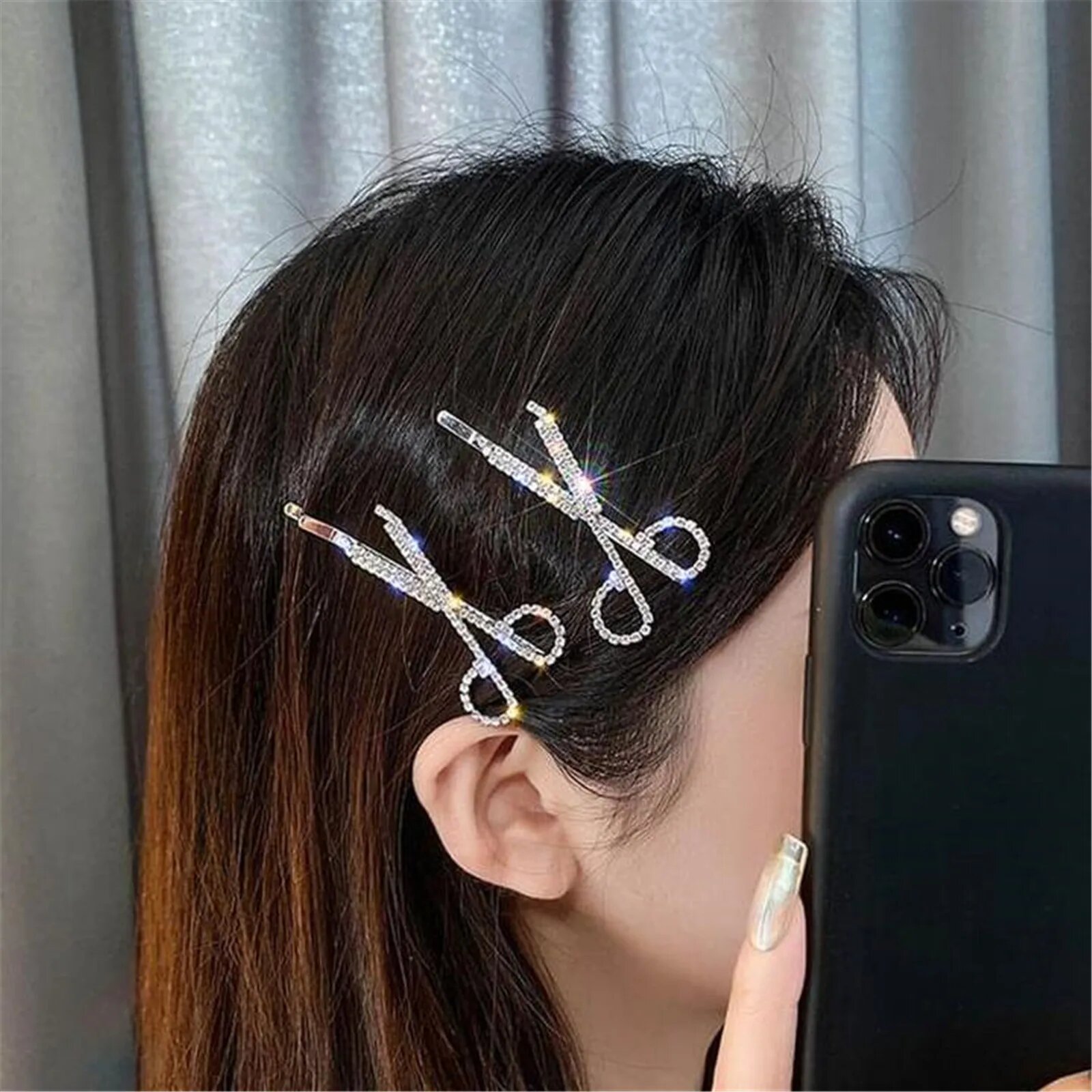 Заколка для волос ножницы со стразами для девочек