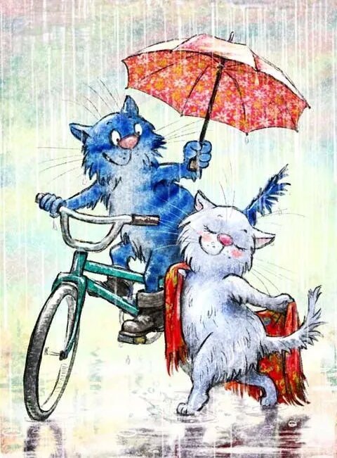 Алмазная Мозаика "Зенюк Рина Синие Коты" 40х50 См Алмазная Вышивка / Картина Стразами Подарков / Украшения