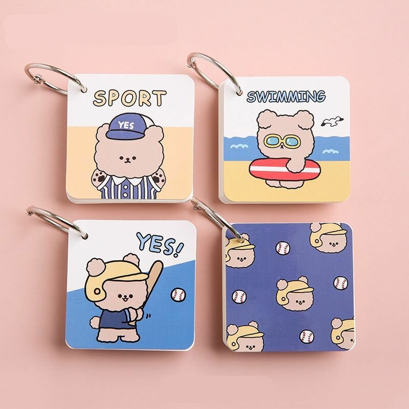 Карточки для записи иностранных слов на кольце (7х7 см), 80 шт, "Медведь" (4 шт.)