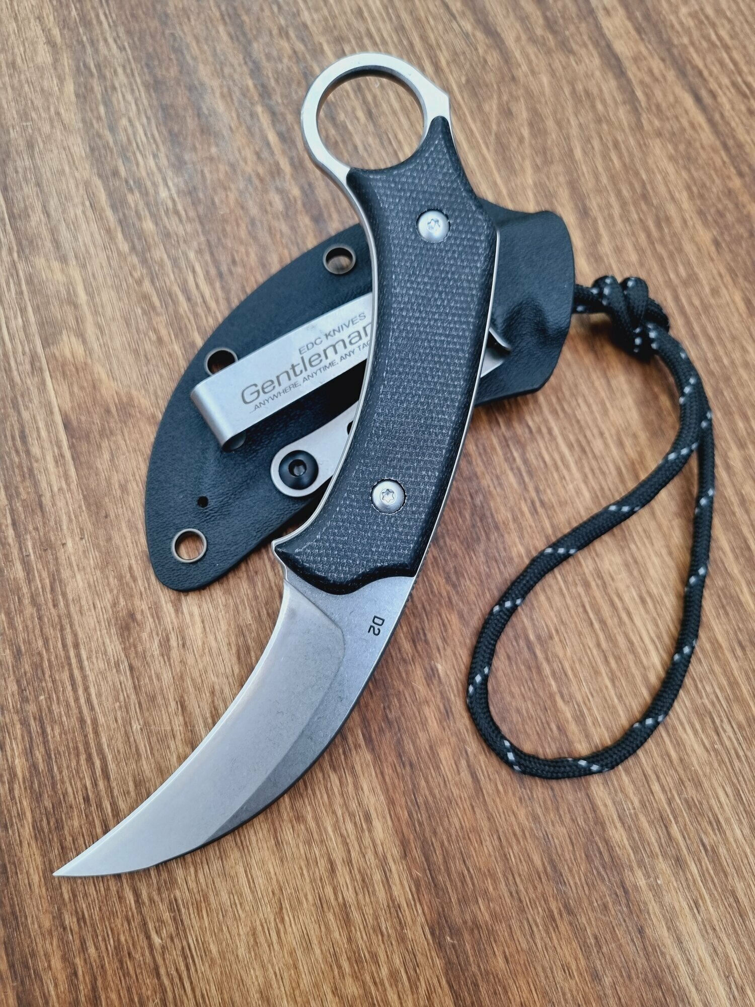 Нож EDC Knife Claw Gentleman, керамбит, D2, StoneWash, фиксированный, рукоять из Микарты