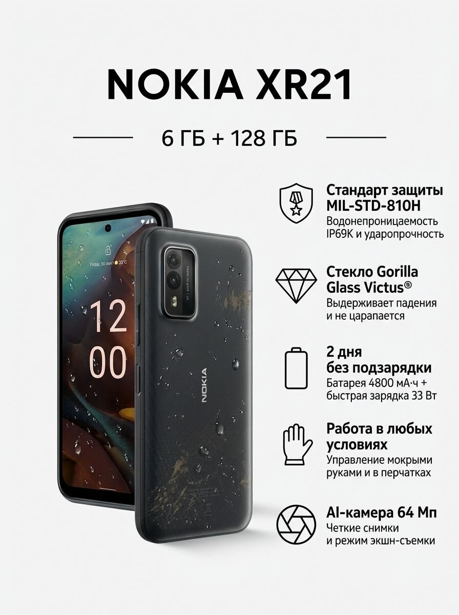 Смартфон Nokia XR21 6/128GB Black