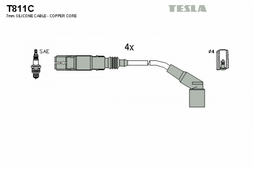 Ккомплект проводов зажигания Tesla T811C Bmw: 1715256 171525602 Bmw 3 Кабрио (E46). Bmw 5 Touring (E34). Bmw Z3 (E36)