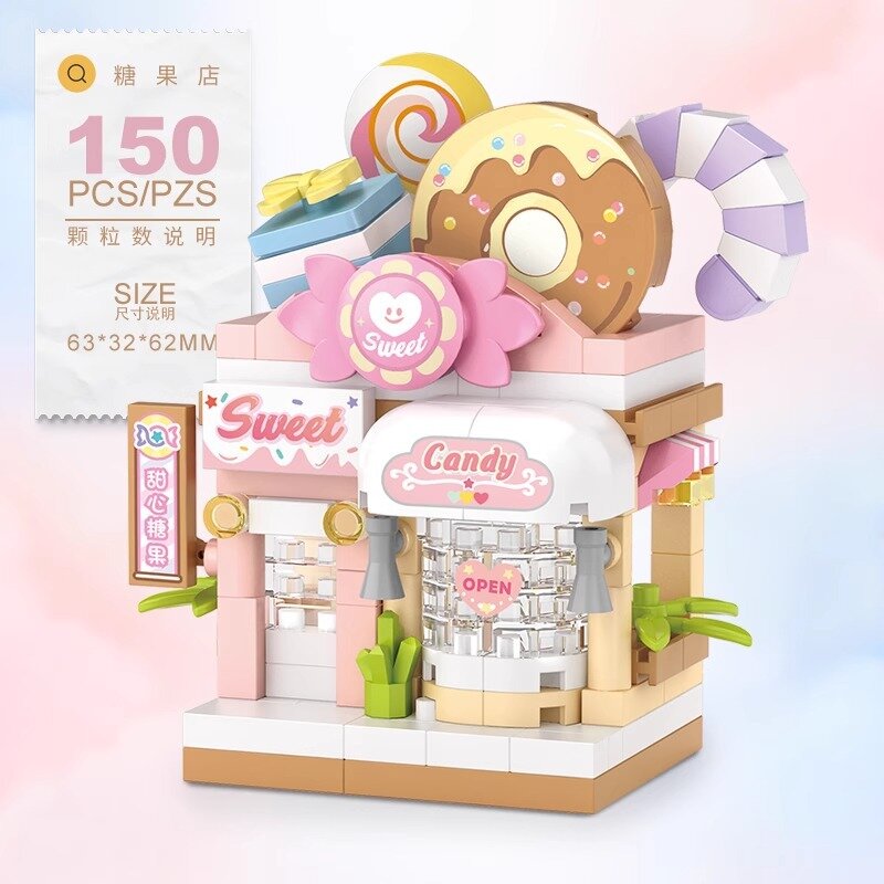 LOZ Cute Car Series Кондитерский Магазин Микро Сборные Блоки Игрушка Для Детей С 150 Деталями Образовательный Набор