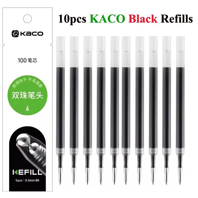 10шт KACO Black Refills, 0.5 мм, черный