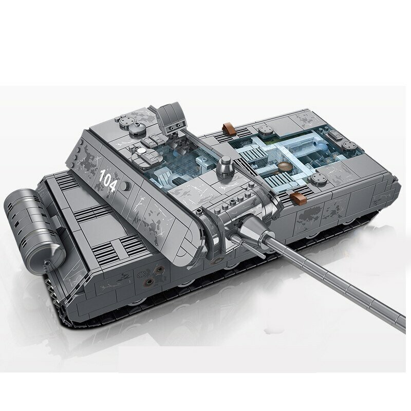 WW2 PANZER Tank MAUS Модель строительного блока Мировая война Военная машина Немецкий танк обучения игрушка блок (серый)