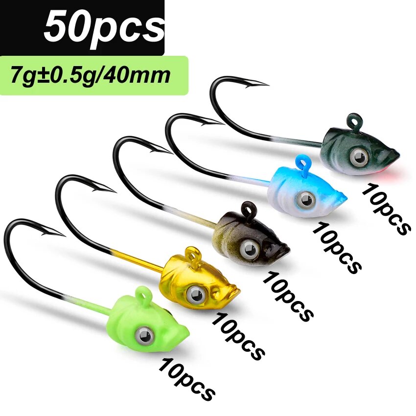 Джиг-головки рыболовные 7g-50pcs, цвет 7g-50pcs