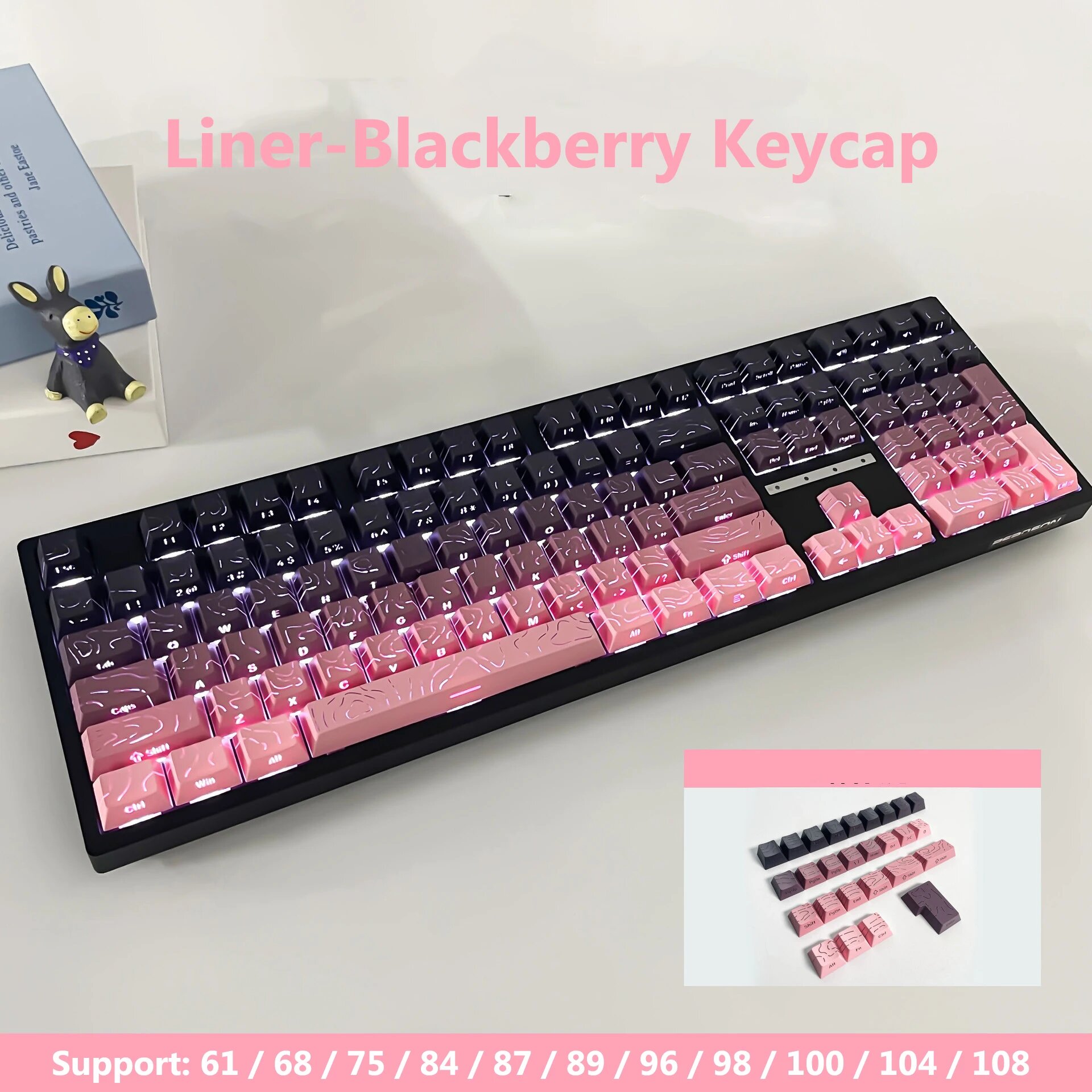 YAKESTONE Топографические кейкапы 4.0 Cherry PBT для MX Switch Liner-Blackberry