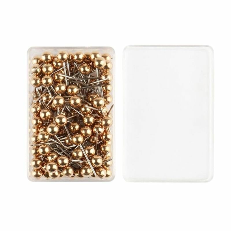 1 коробка из 500 штук металлических круглых шариковых гвоздей толщиной 4 мм, гвозди для пробковой доски в штучной упаковке-KC gold