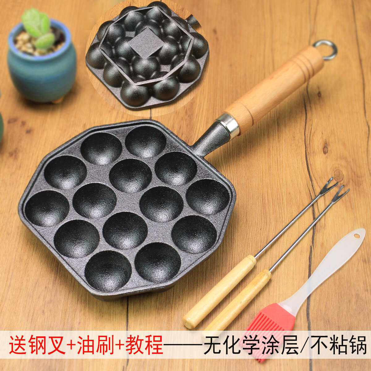 Чугунная сковорода для такояки без покрытия, домашняя антипригарная сковорода, форма для перепелиных яиц, сковорода для выпечки, индукционная плита, газовая плита