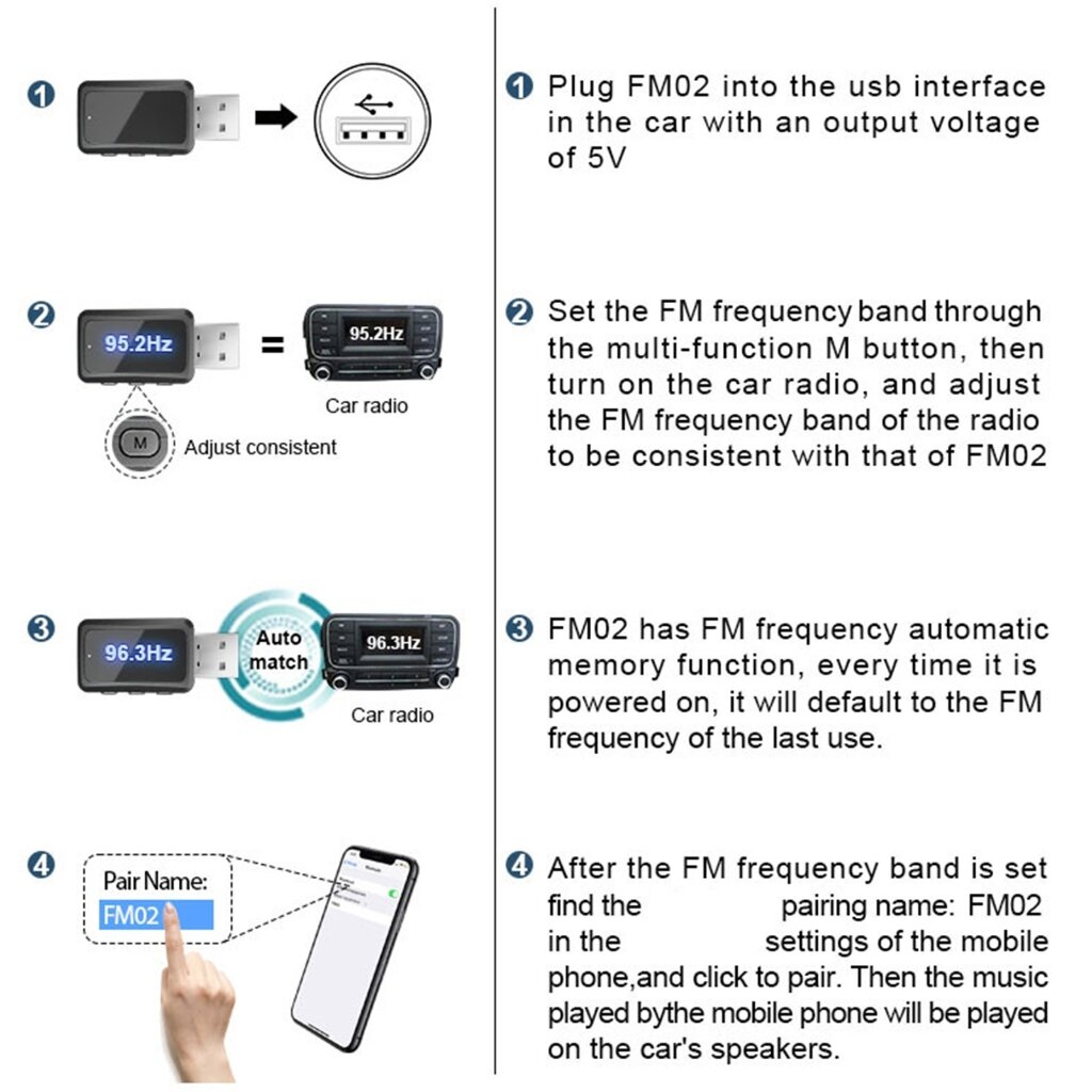 FM-трансмиттер USB для автомобиля с Bluetooth — фото 1