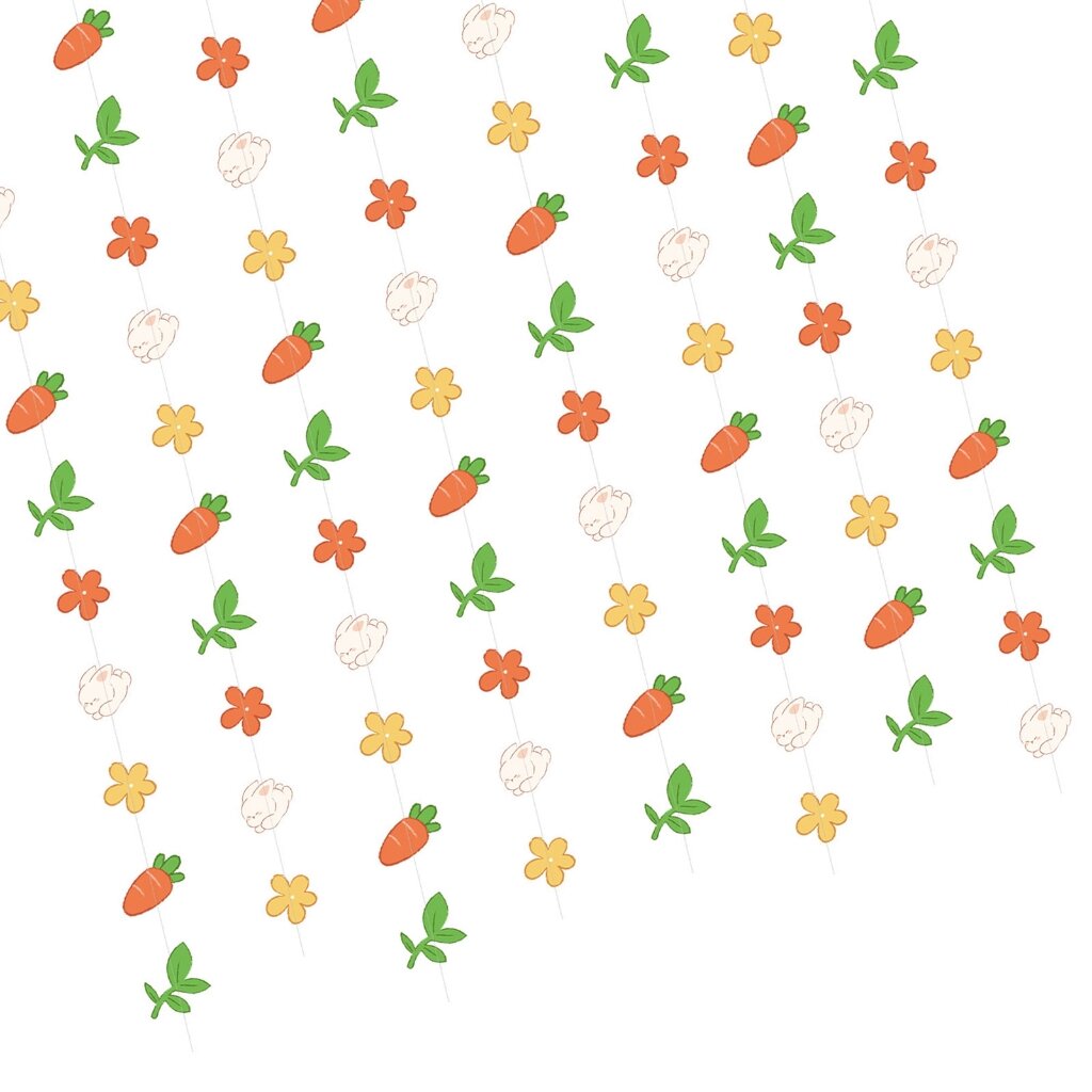 Упаковка из 8 Пасхальных Праздничных Украшений Бумажные Подвесные Серпантины Гирлянды из Кролика и Моркови для Весны и Празднования Дня Рождения