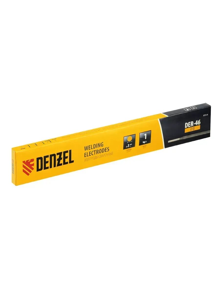 Электроды DER-46, 3мм, рутиловое покрытие, 1кг, DENZEL 97514