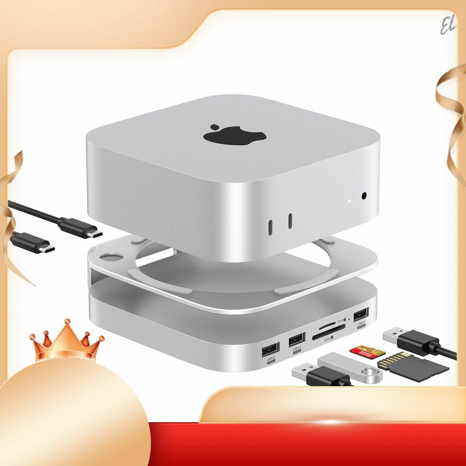 Эксклюзивный алюминиевый концентратор для Mac Mini M4 в серебре, дополненный корпусом для SSD от Qwiizlab