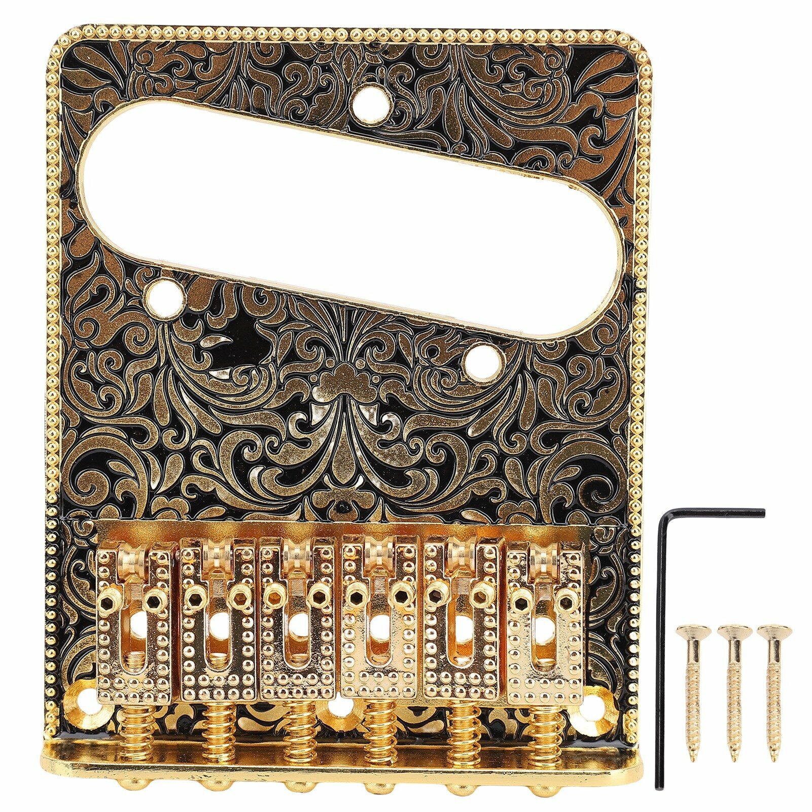 Бридж для электрогитары, подходящий для струн TL, с пластиной для установки струн, 6 седл, винтажный, латунный, 52,5 мм, золотистый.