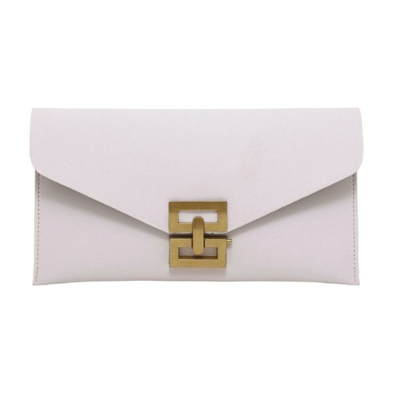 Клатч-конверт с замком из искусственной кожи, Белый