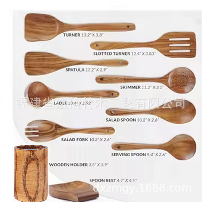 10-предметный набор, 5-предметный набор, деревянная ложка, лопатка, суповая ложка, деревянная лопатка, кухонные инструменты, набор кухонной утвари, ведро для хранения