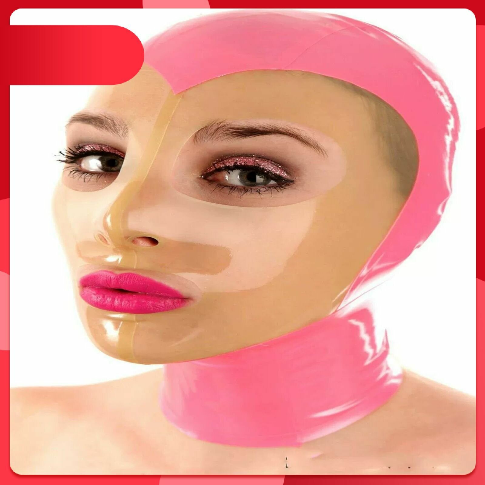 Резиновый капюшон из латекса для мужчин и женщин с молнией спереди и сзади для вечеринки на Хэллоуин