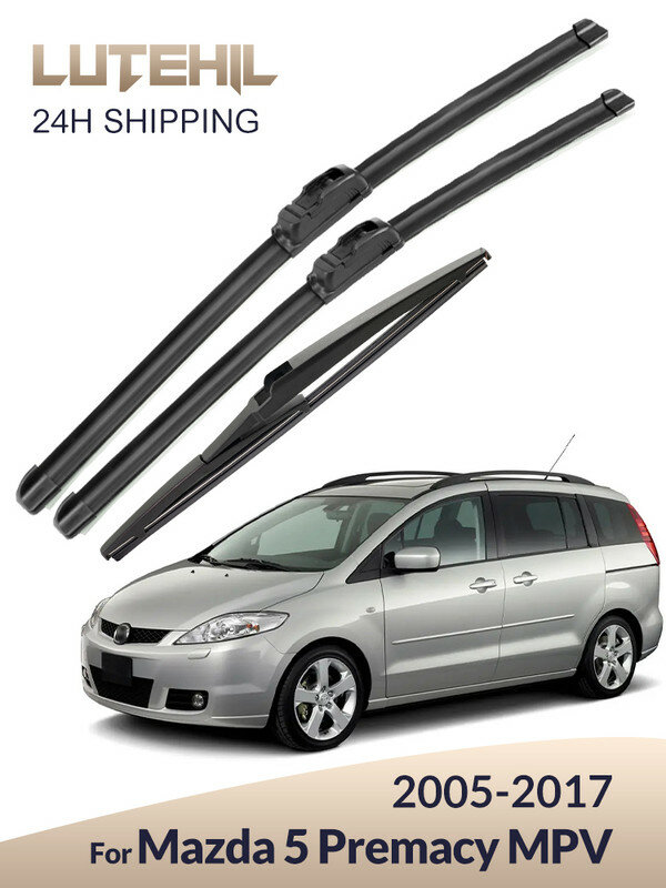 Lutehil; Комплект передних стеклоочистителей + задние стеклоочистители; комплект щеток стеклоочистителя; For Mazda 5 Premacy MK2 MK3 MPV 2005-2017
