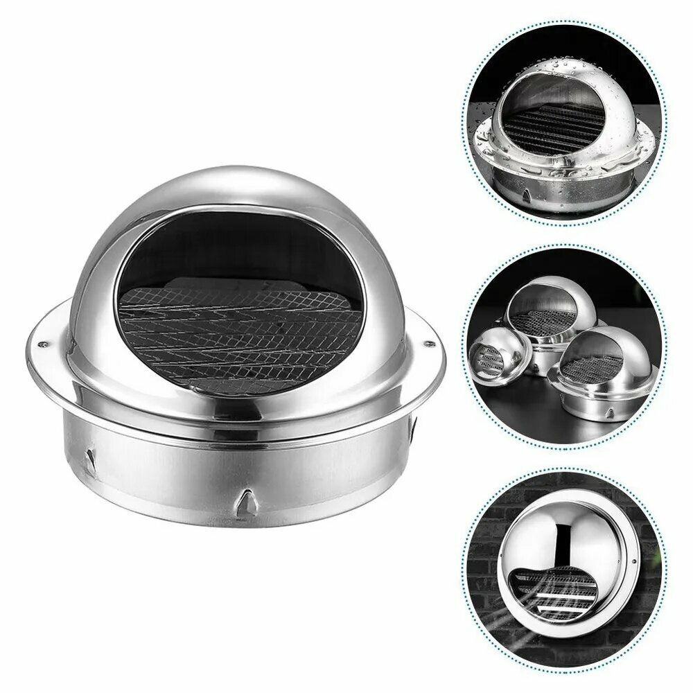 Круглый вентиляционный колпак из нержавеющей стали серебристого цвета для кухонной вытяжки