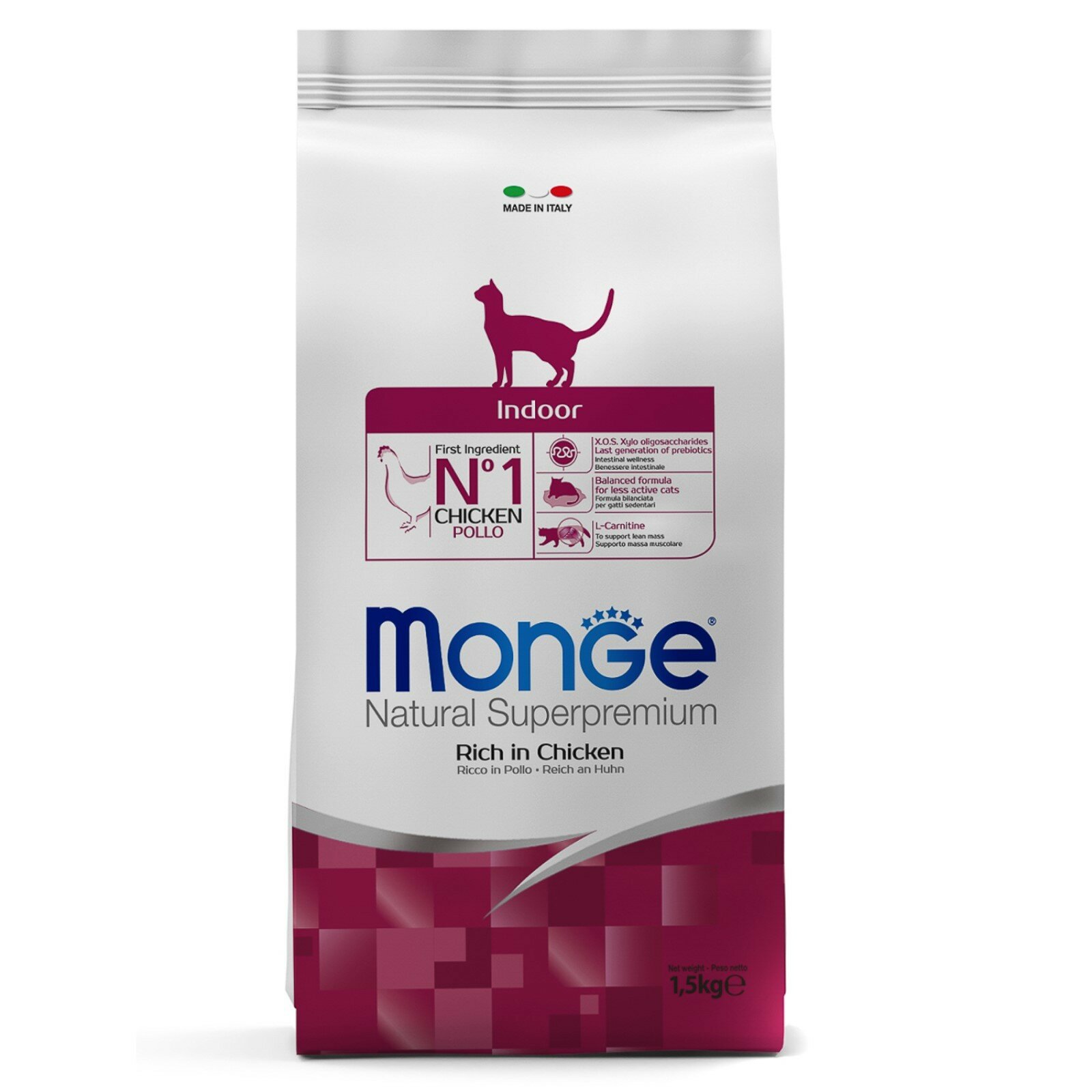 Сухой корм для кошек Monge Сухой корм MONGE Cat Indoor для взрослых кошек живущих в помещении с курицей