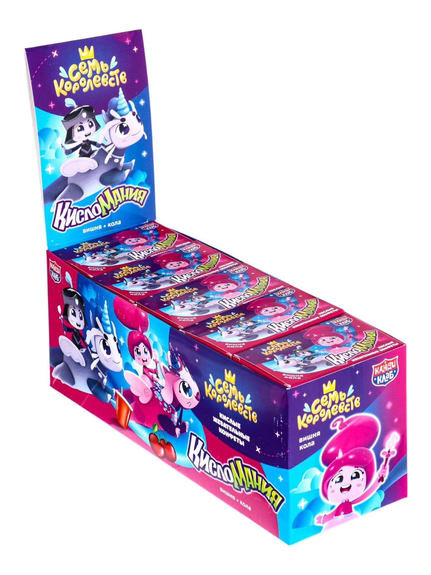 Кислые жевательные конфеты "Кисломания Дабл Фрукт" (Семь Королевств) со вкусом вишни и колы 14гр 109