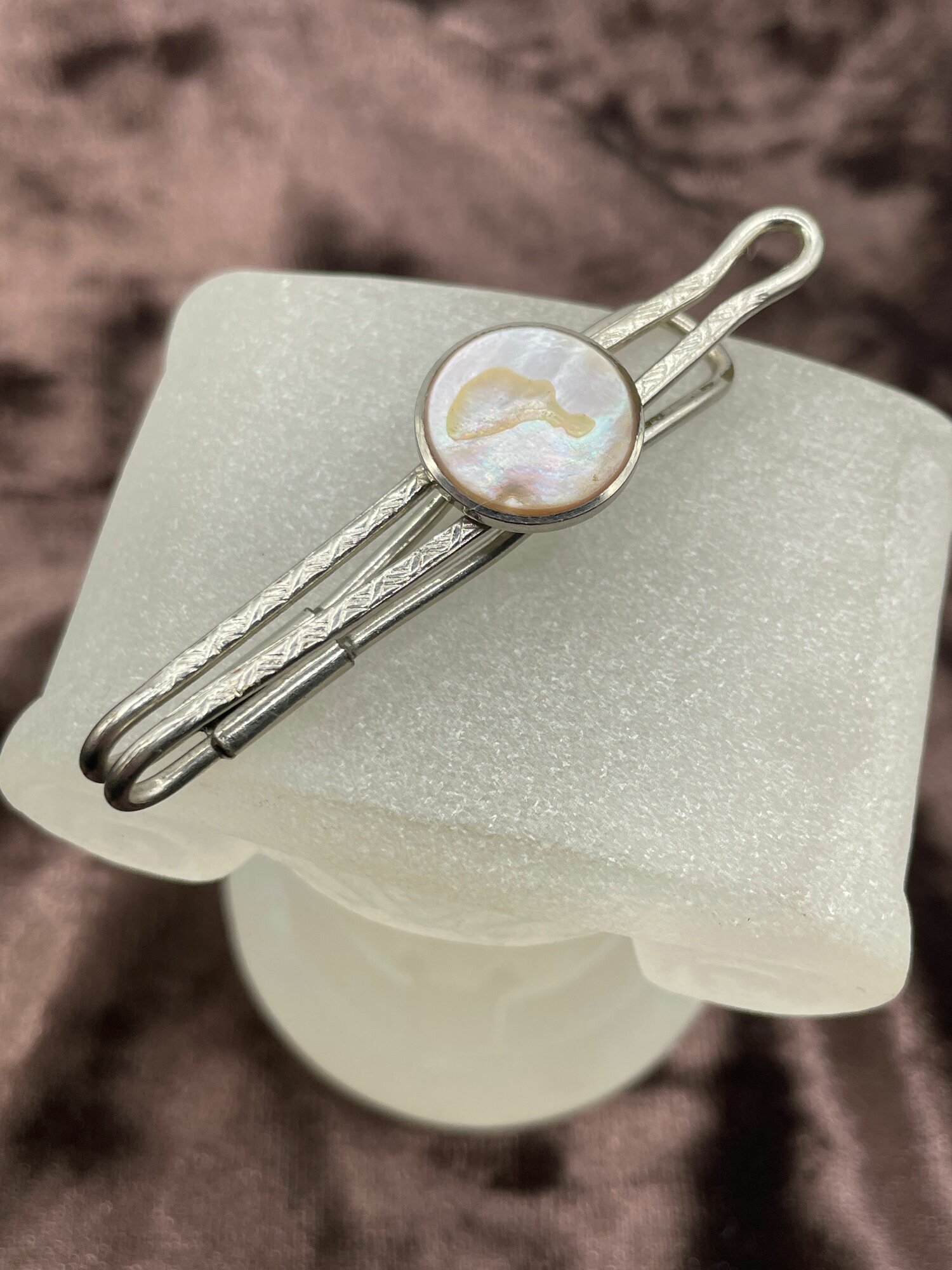 Винтажный мельхиоровый зажим для галстука