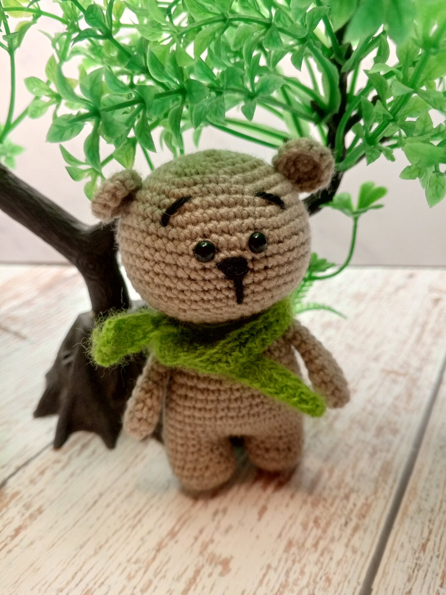 Вязаная игрушка "милый мишка" 10 см, ручная работа, детская пряжа