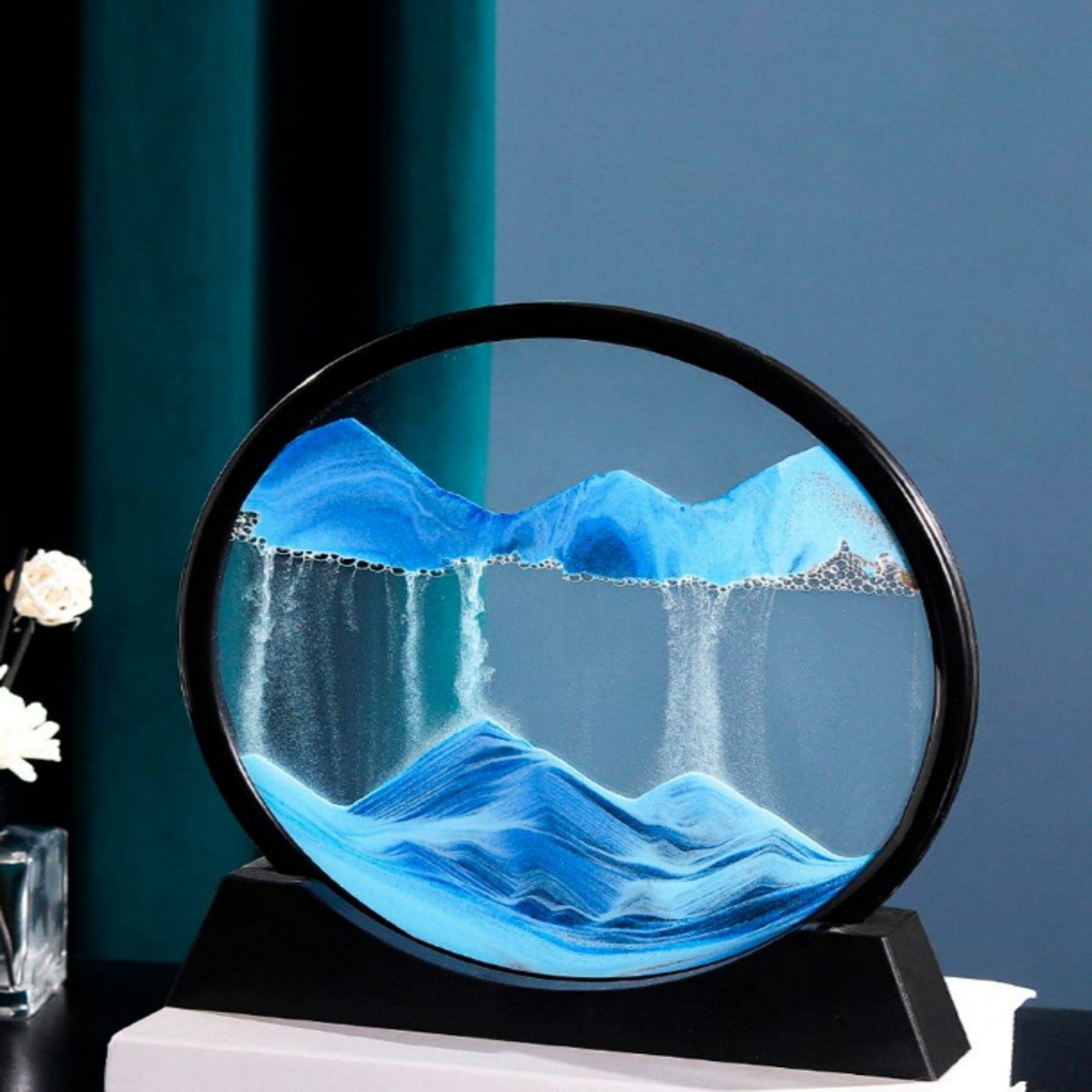 Картина антистресс песочная "Движущиеся пески", пластик, серая/синяя, 3D