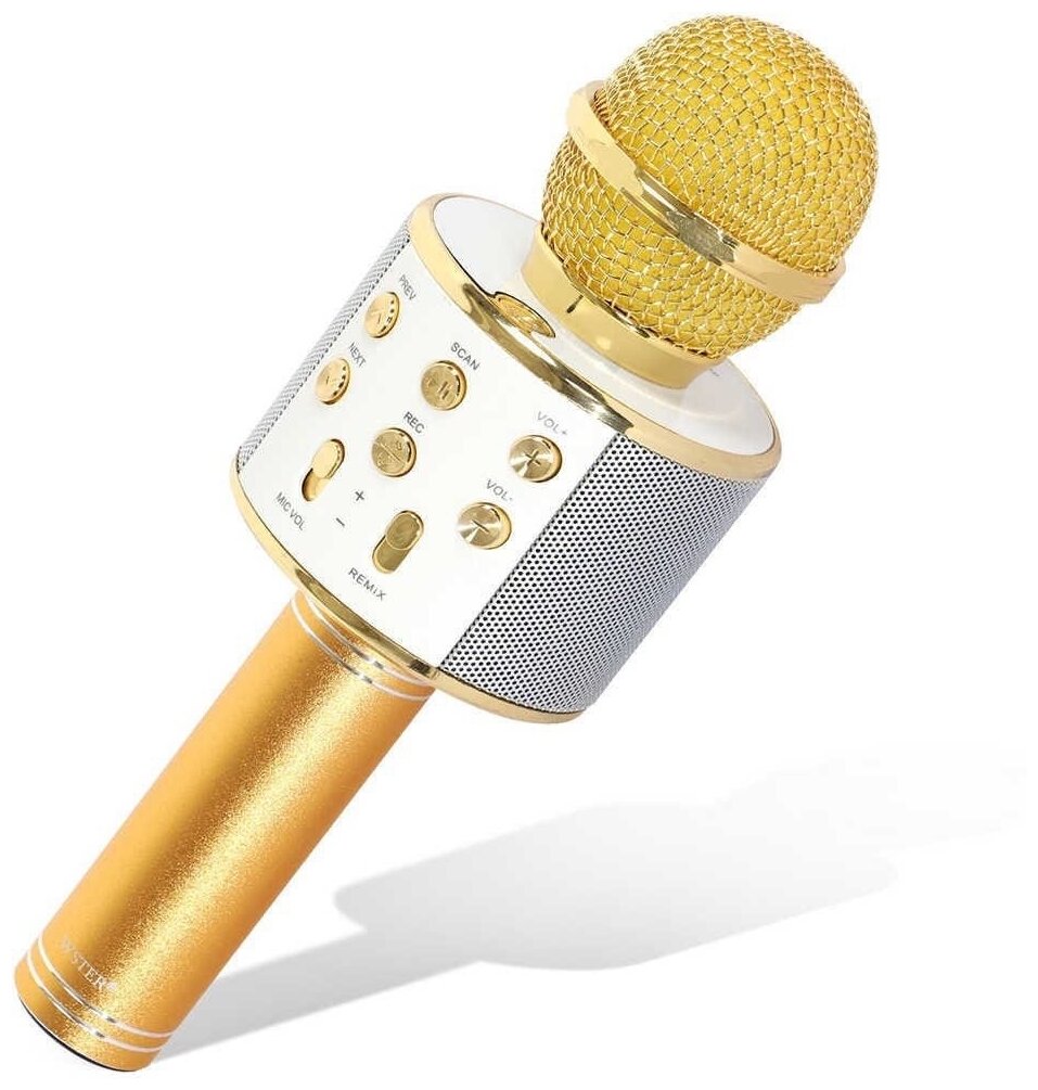 Оригинальный микрофон WSTER WS 858 для караоке в золоте премиум