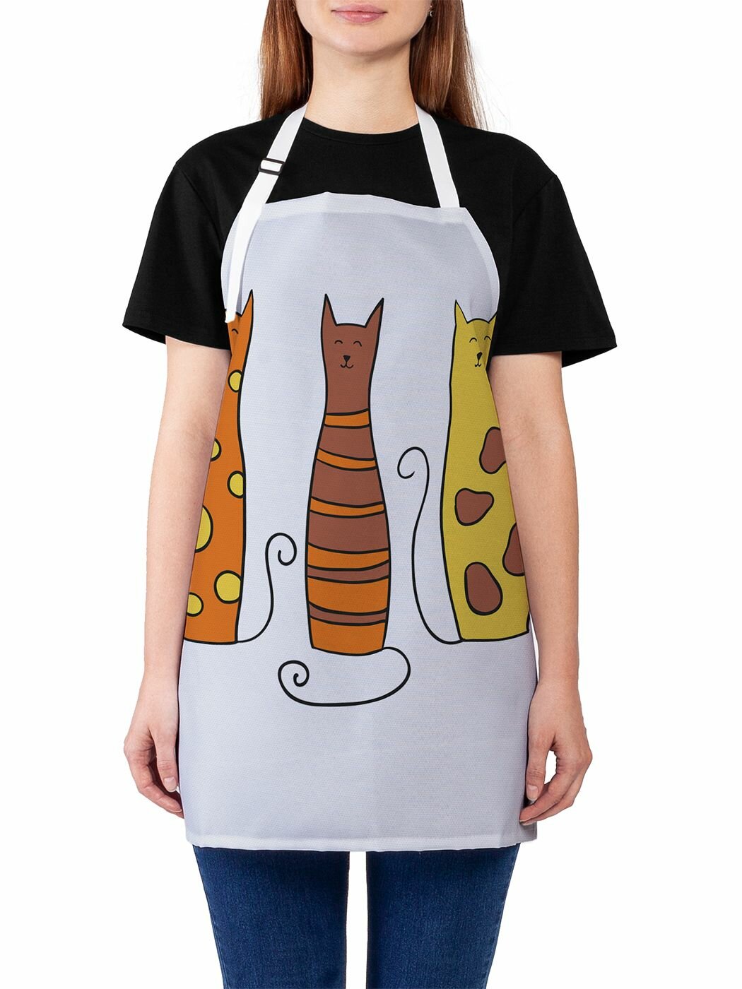 Фартук для кухни тканевый "Скромные коты" / водоотталкивающий, универсальный размер , JoyArty