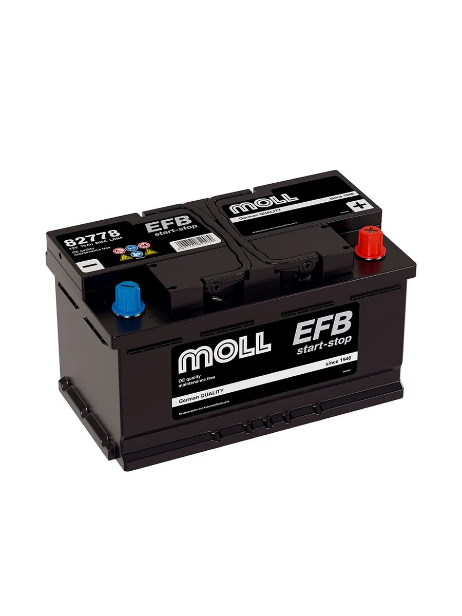 Аккумулятор MOLL EFB 78R 12V 78Ач 800А 315x175x175 обр. пол.