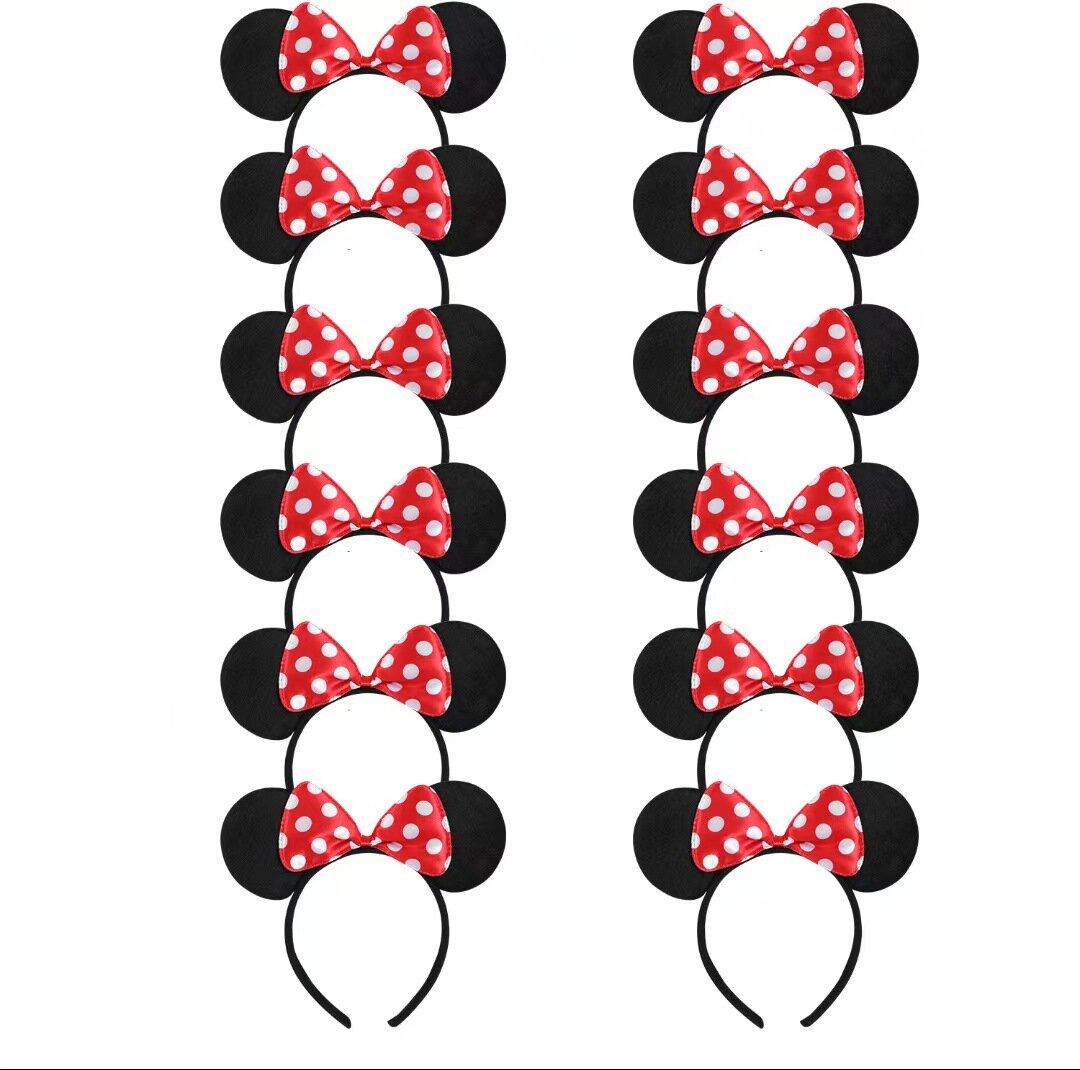 Набор детских повязок на голову с Микки Маусом для девочек, милые повязки с Микки и Минни, черный бант, головные уборы для выступлений